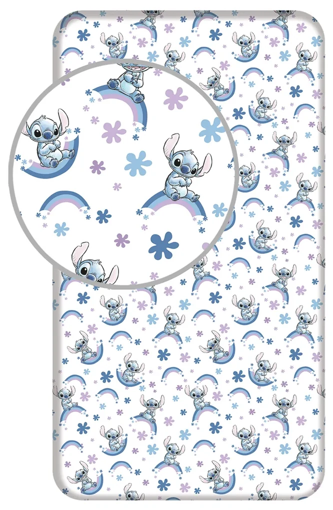 Jerry Fabrics Lilo and, Stitch "Rainbow" pamut lepedő, 90 x 200 cm | BIANO