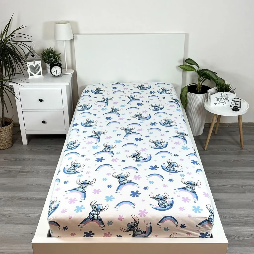 Jerry Fabrics Lilo and, Stitch "Rainbow" pamut lepedő, 90 x 200 cm | BIANO