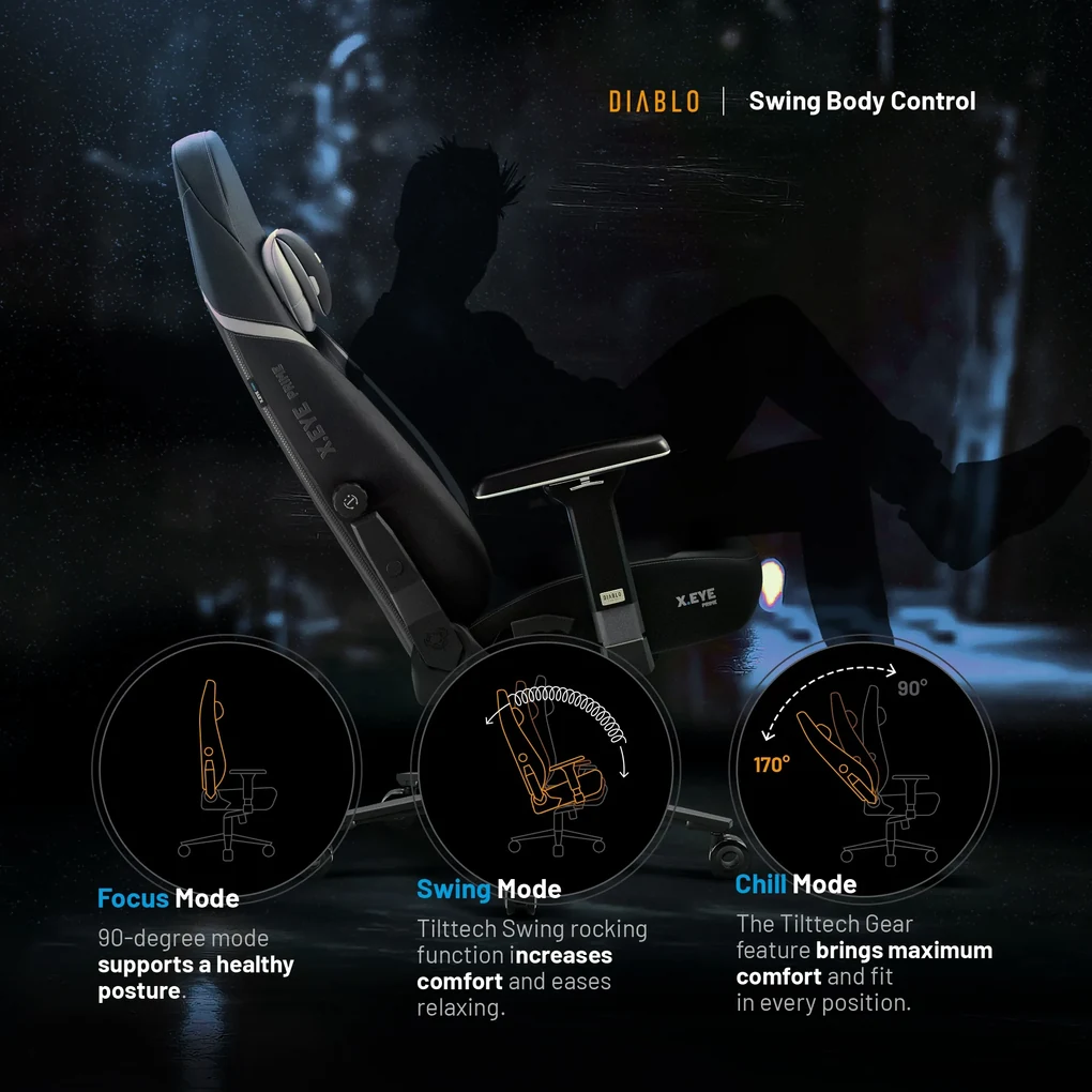 Diablo X.Eye Prime, Normal Size, Burned Black Gamer Szék | BIANO